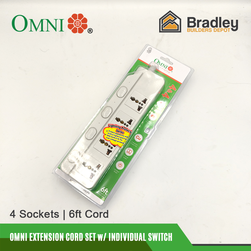 Omni Universal Extension Cord Set w/ Individual Switches (4,5,6 gang ...