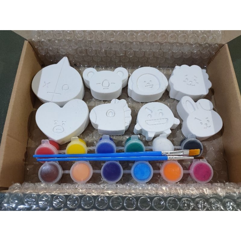 BT21 CHARACTERS PLASTER PAINTING SET - KOYA TATA MANG CHIMMY RJ SHOOKY ...