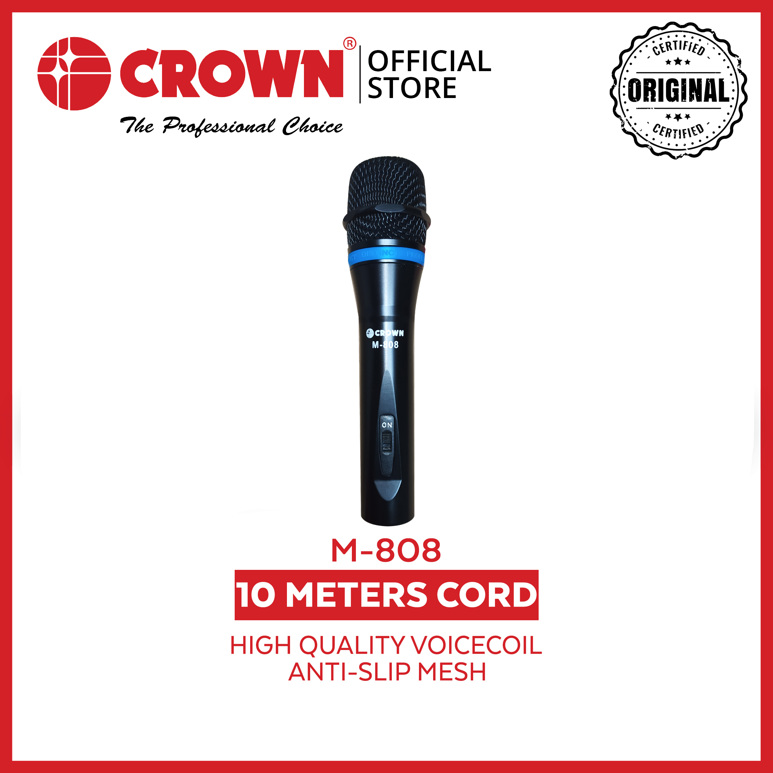 M-808 Corded Microphone w/ 10 meters cord CROWN | Shopee Philippines