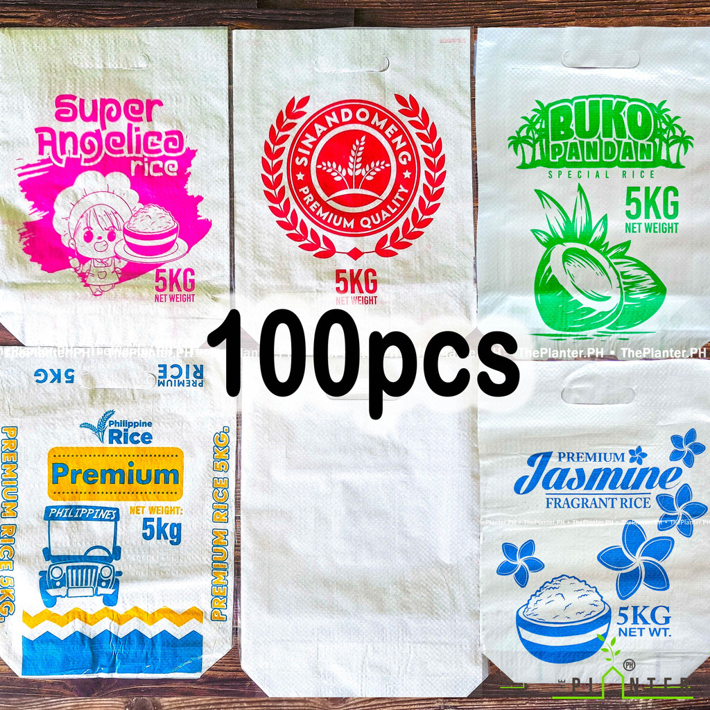 100pcs ( 5kg 10kg 3kg 2kg 15kg 25kg ) COATED SACK for RICE BRAND NEW theplanter.ph | Shopee ...