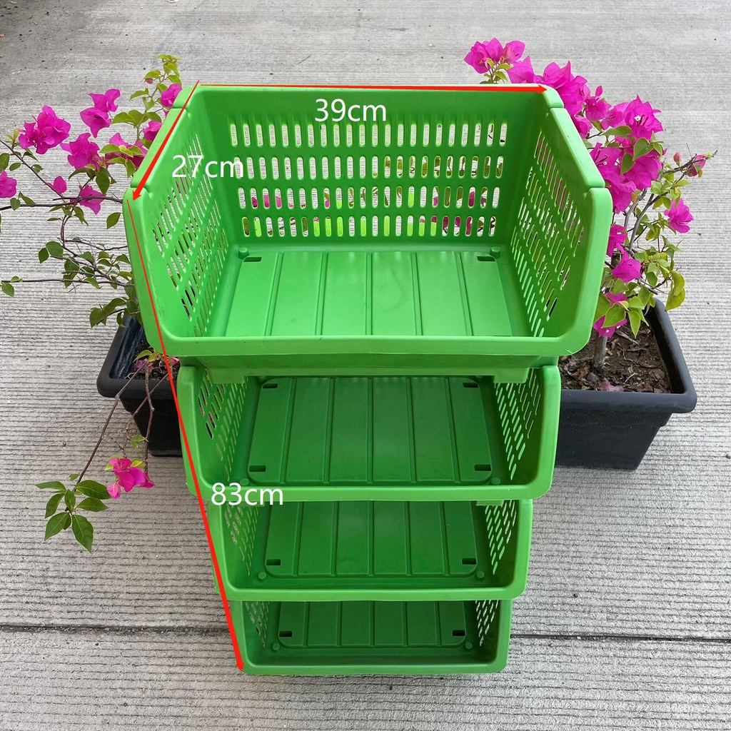 4 Layers Stackable Basket Organizer Storage Bins Plastic Basket Rack ...