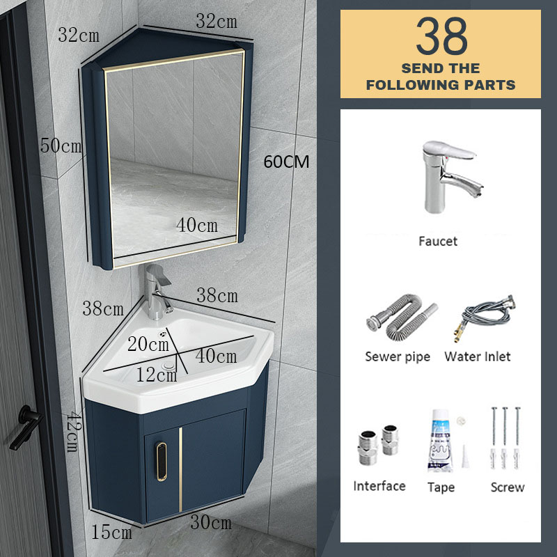 ⚡FLASH⚡Grey Small Apartment Triangle Wash Basin Bathroom Cabinet ...
