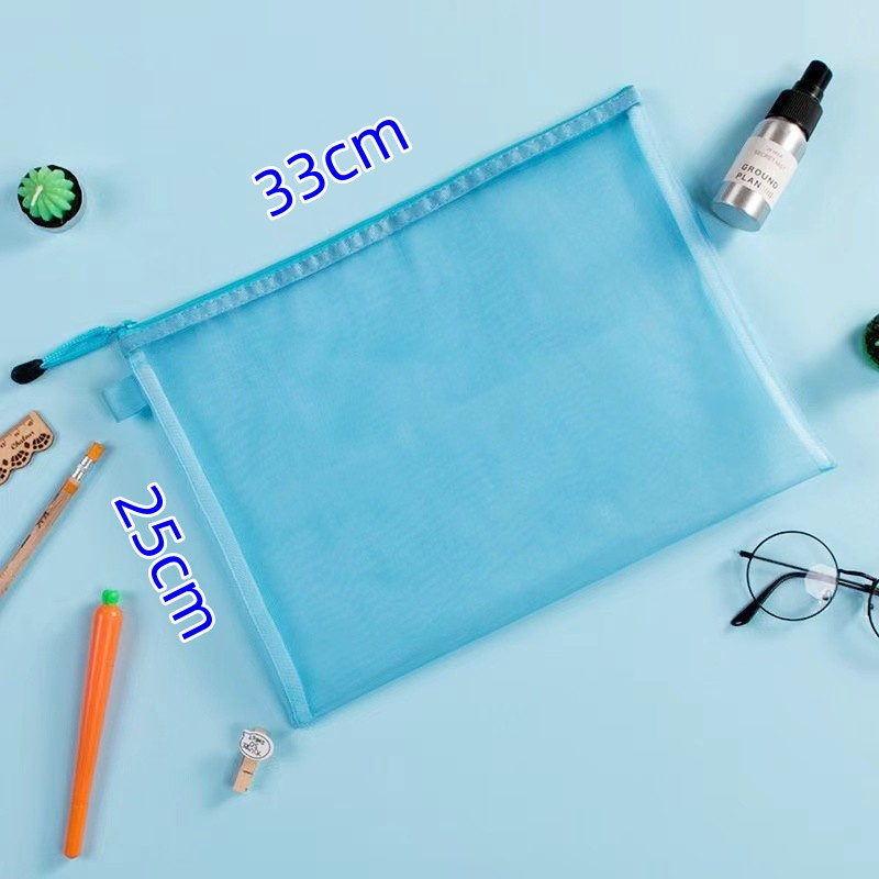 Transparent mesh pencil bag single layer double layer large capacity stationery bag pen bag ...