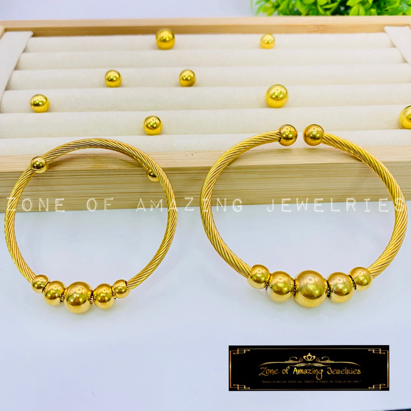 zoaj.ph Bubble Bangle for Teens and Adult Premium Stainless Gold | Shopee Philippines
