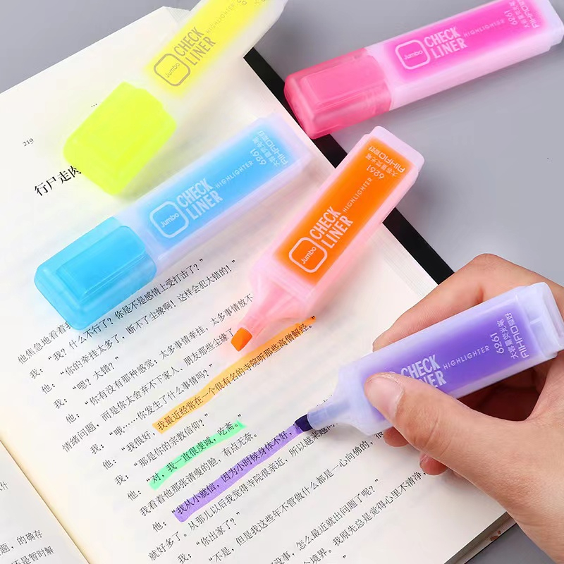 Text Marker 6 Colors Highlighters learning pen oblique head rough ...