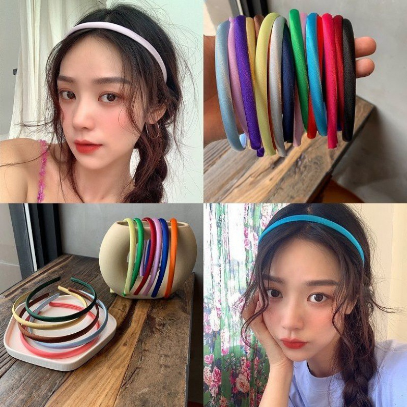 Ins candy color satin headband all-match net red same style jelly color ...