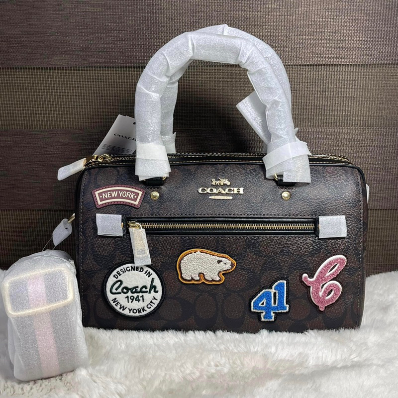 Coach Rowan Satchel In Signature Canvas With Ski Patches (Limited ...