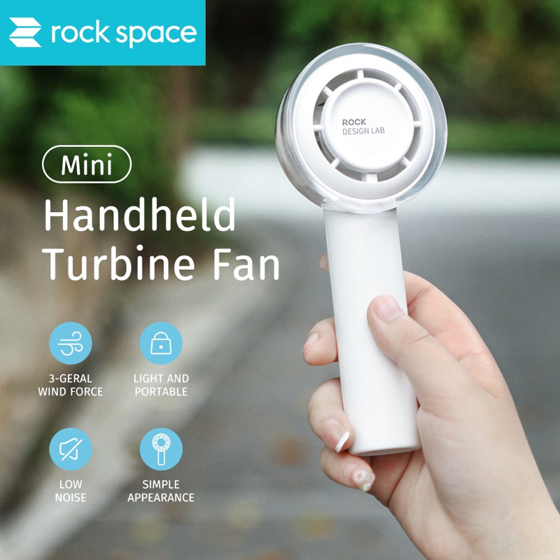 Rock Space Mini Handheld Turbine Fan Rechargeable 3 Gears Portable ...