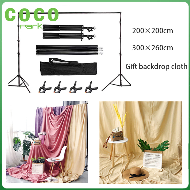 Studio Backdrop Stand With Tripod & 4 Clip Photography Backdrop Cloth ...