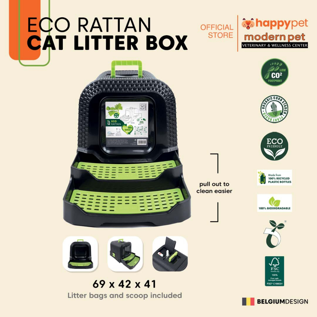 Eco Rattan Cat Litter Box (Litter Bag and Scoop Included) | Shopee ...
