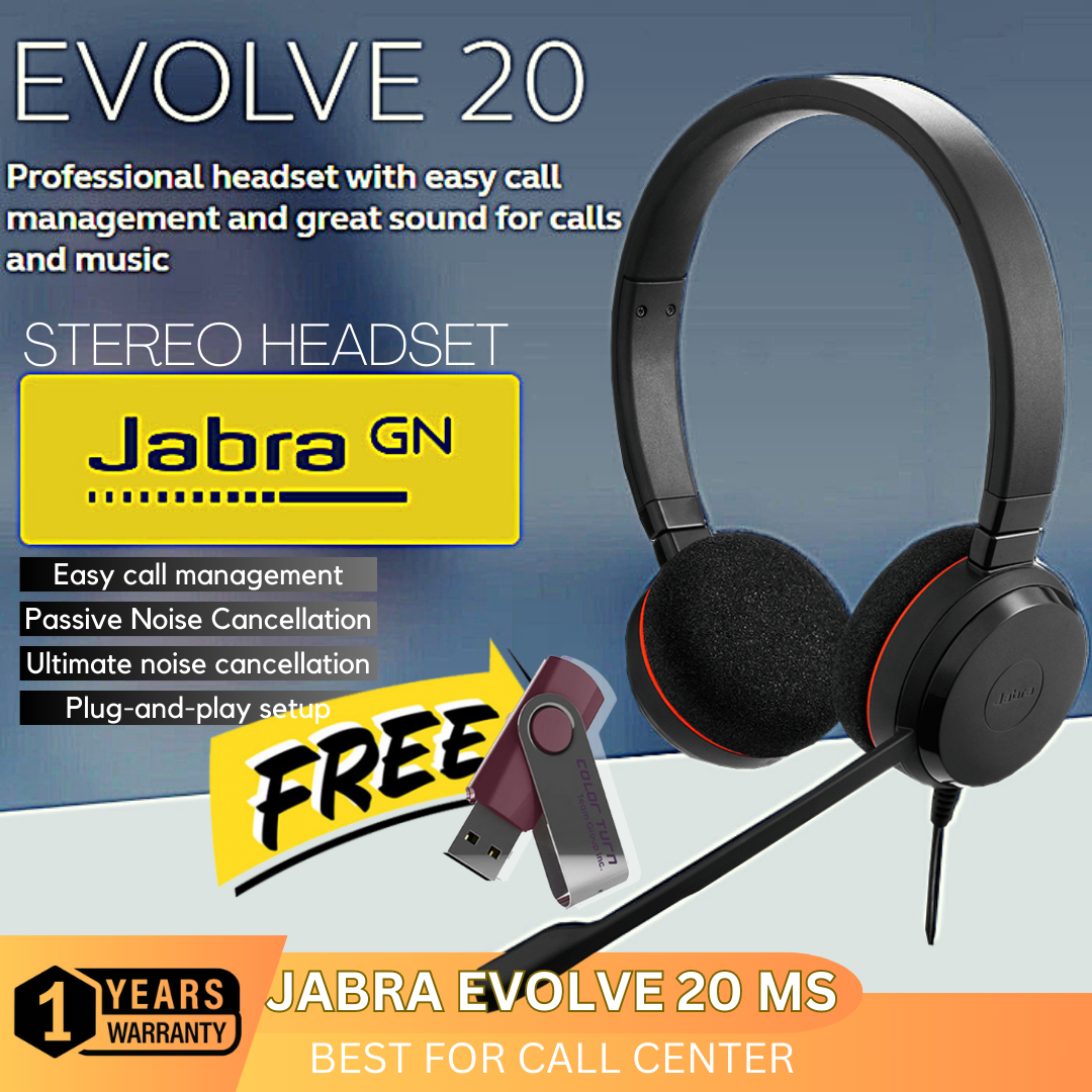 Ultimate & Passive Noise Cancellation : JABRA EVOLVE 20 MS STEREO ...
