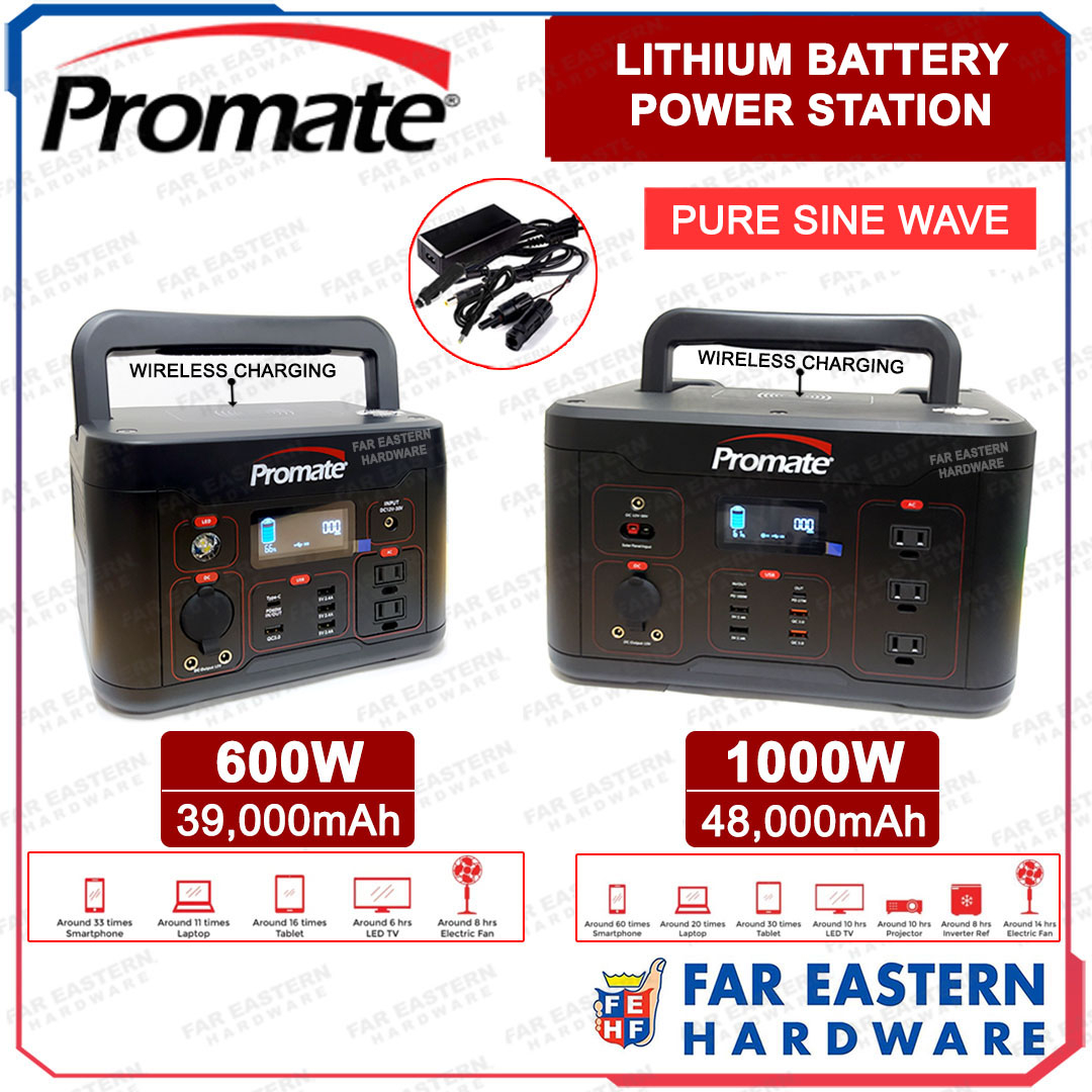 PROMATE Portable Lithium Battery Power Station 600W 1000W Li-Ion ...