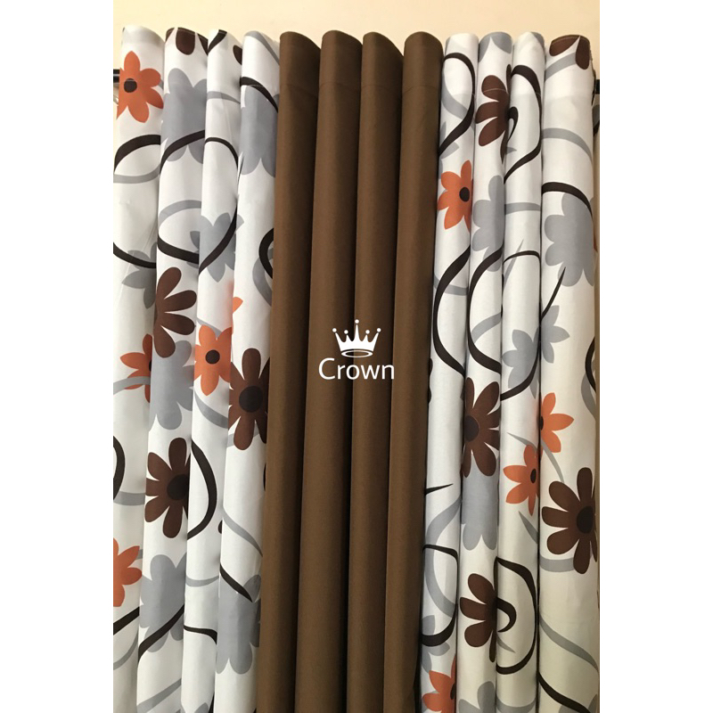 CROWN - Floral Brown Design Ring Curtain ( 6ft/7ft Curtain ) - sold per ...