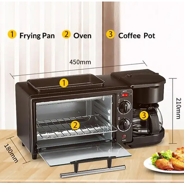 JL Multifunction 3 in1 Microwave Oven Toaster Coffee Maker Frying Fan ...