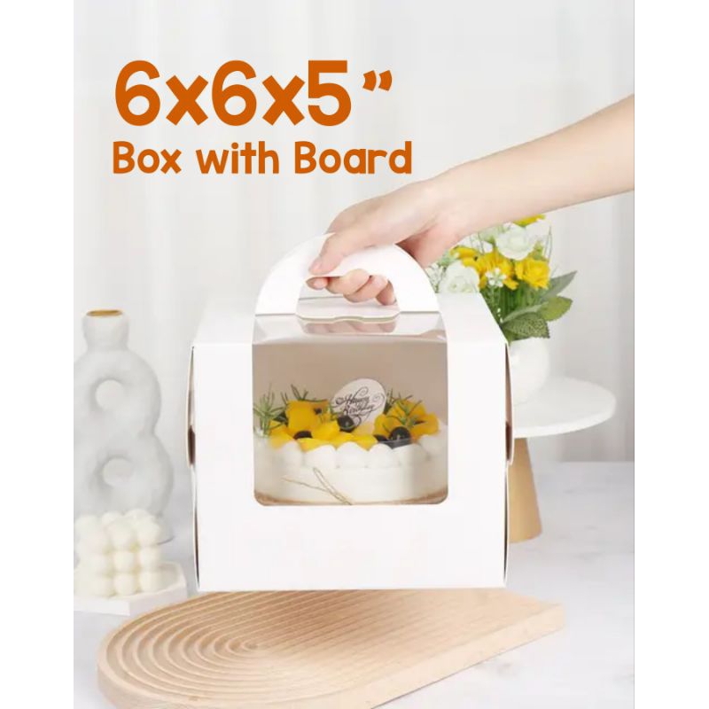 3 sets 6x6x5" Cake Box with Handle and free board | Shopee Philippines
