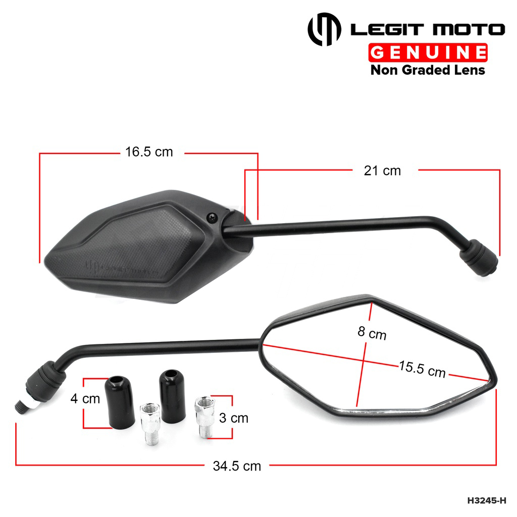 MOTORCYCLE LEGIT MOTO NON GRADE SIDE MIRROR LEAF / OVAL#3245 #3247 ...