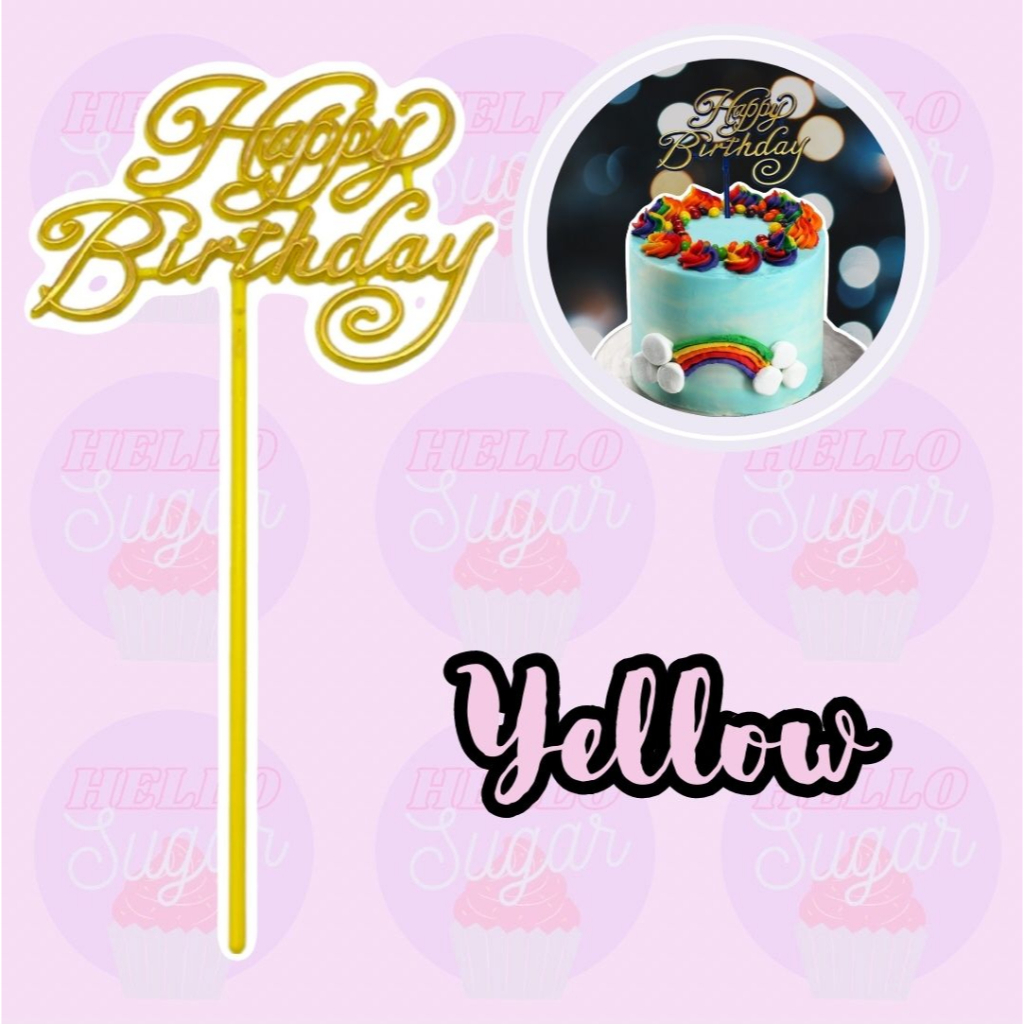 HELLO SUGAR - Happy Birthday Stick Cake Topper (15cm) | Shopee Philippines