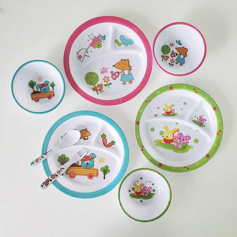 COD Cutlery Baby Plate+Spoon+Fork Feeding Food Tableware Baby Plastic ...