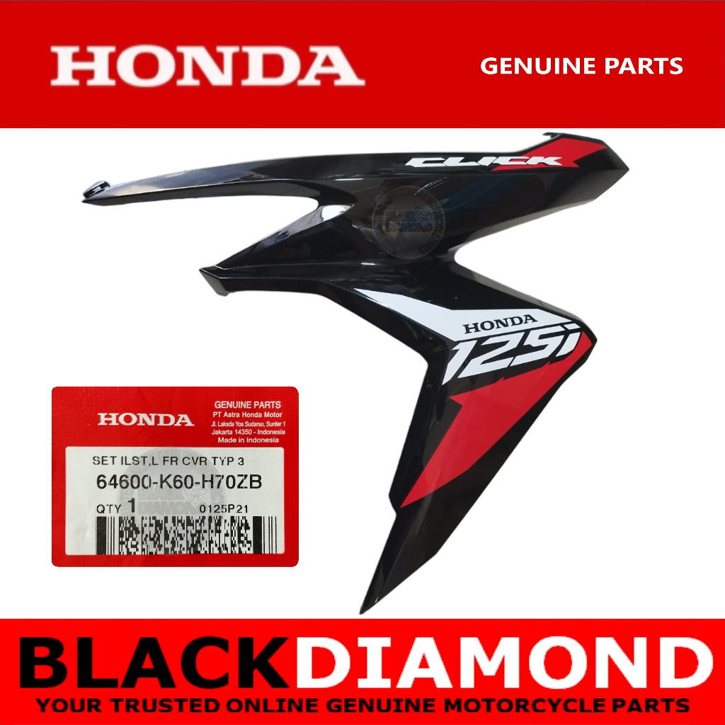 CLICK 125i V2 GC | FRONT SIDE COVER GLOSSY RED - 2019 MODEL | PN: 64600 ...