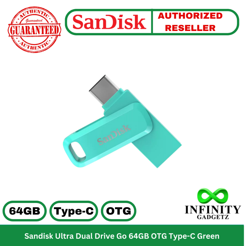 Sandisk Ultra Dual Drive Go 64GB OTG Type-C Green SDDDC3-064G | Shopee ...