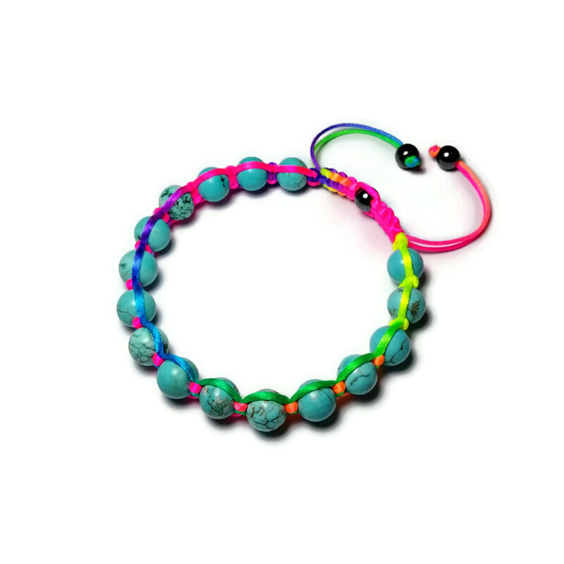 CW Manila - lRIS Braided Bracelet - 8mm Turquoise Stones - Semi ...