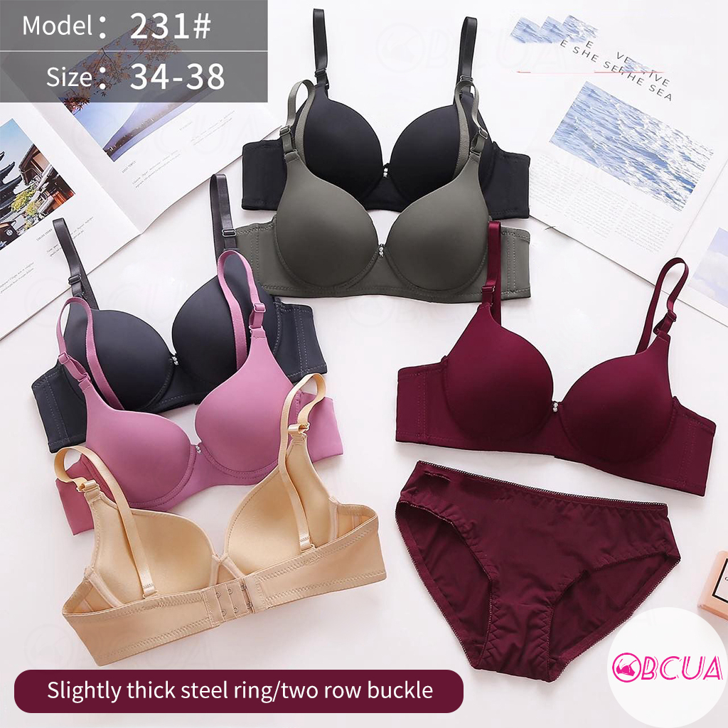 Bcua Small Chest Light Gathered Comfort Simple Push Up Half Cup Bra Size 34-38 Cup B 1231 ...