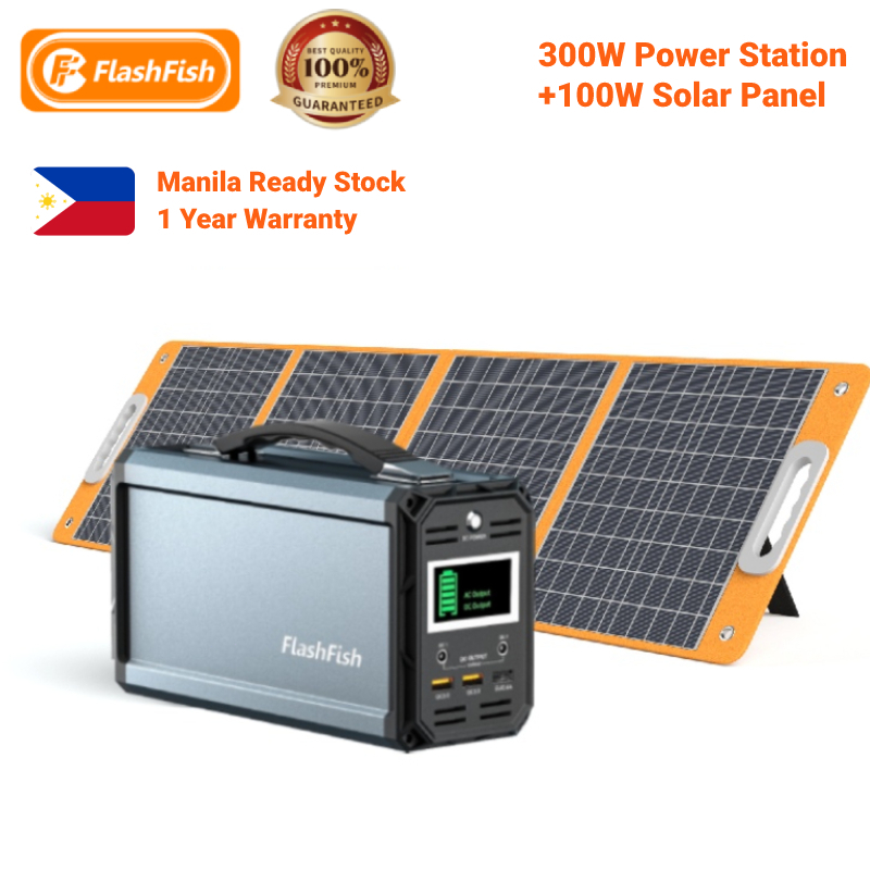 (300W Solar Generator Set) Flashfish Portable Power Station with Solar ...
