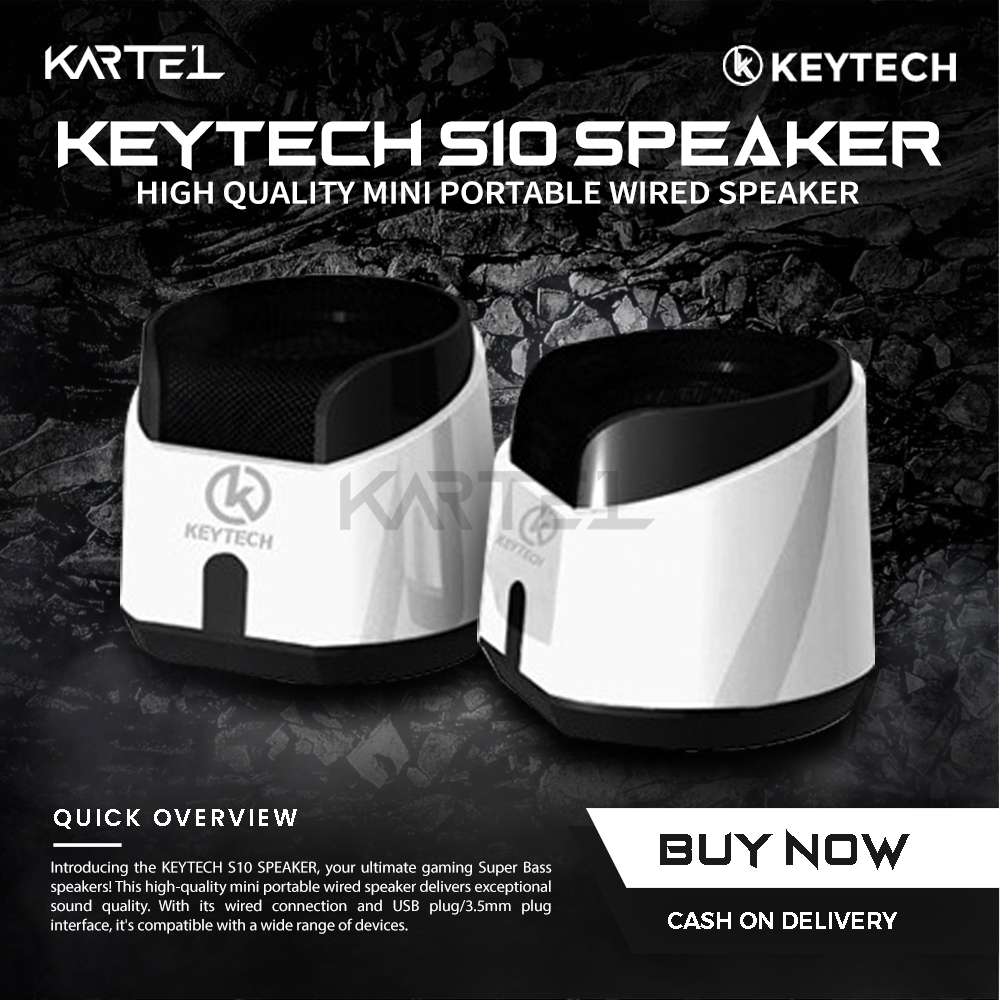 KEYTECH S10 High Quality Mini Portable Wired Speaker Great Bass Stereo Sound Laptop Gaming ...