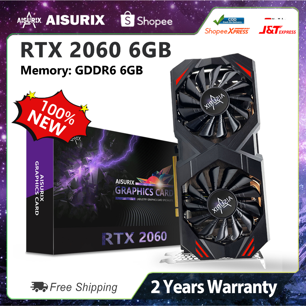 AISURIX Graphics Card RTX 2060 6GB GDDR6 Video Card Gaming GPU | Shopee ...