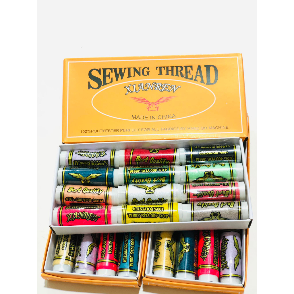 12pcs Dozen Assorted Colors Polyester Sewing thread sinulid for sewing ...