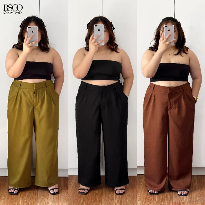 ONHAND BSCO CURVE PLUS SIZE XL-6XL ZOEY KOREAN STYLE WIDELEG TROUSERS ...