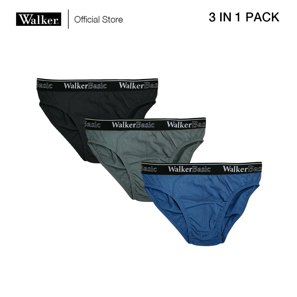 Walker Basic Cotton Comfort Breathable Men Hipster Brief (3 in 1 Pack ...