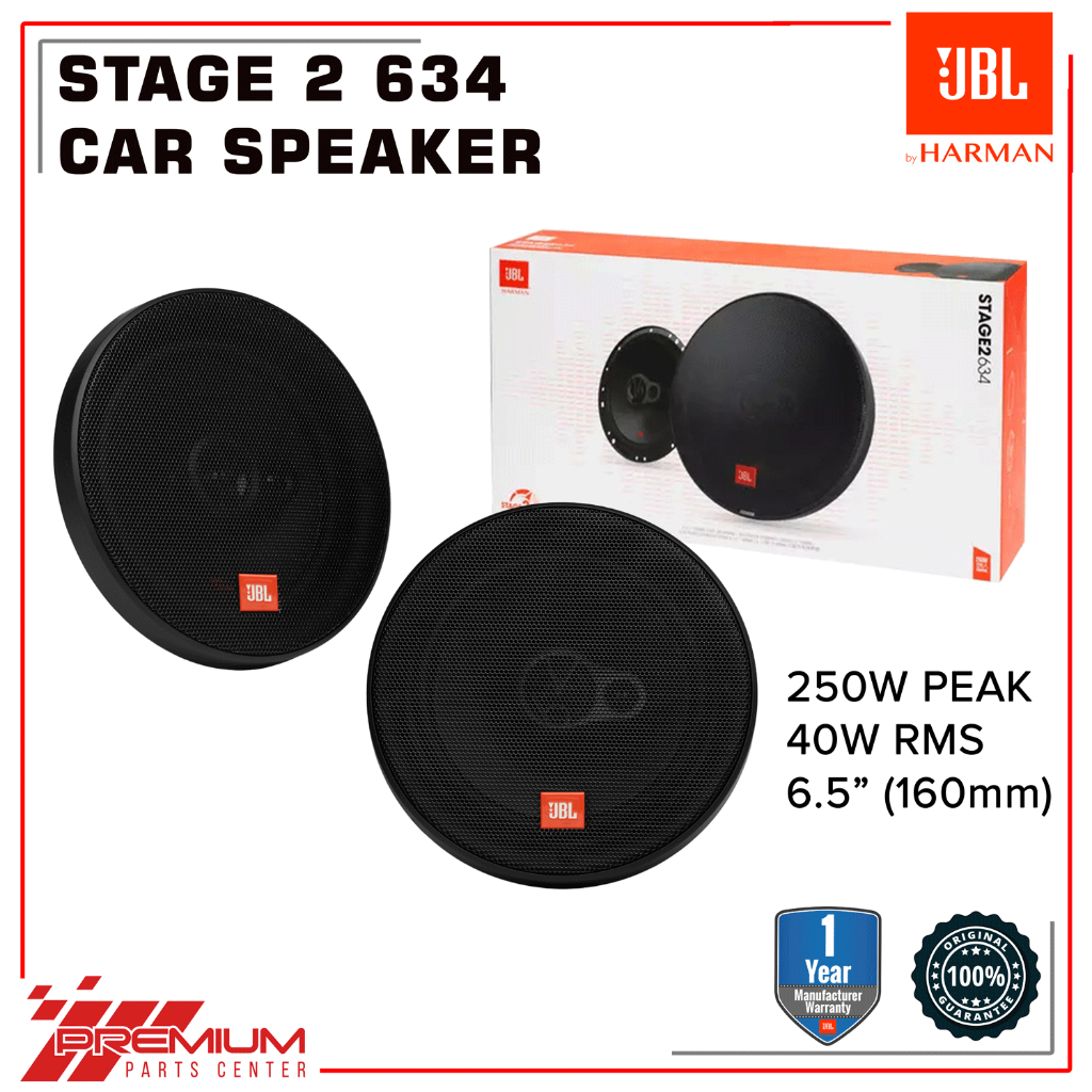 JBL Stage2 634 Car Speakers 6.5" Coax 3-Way 40W RMS 4Ω | Shopee Philippines