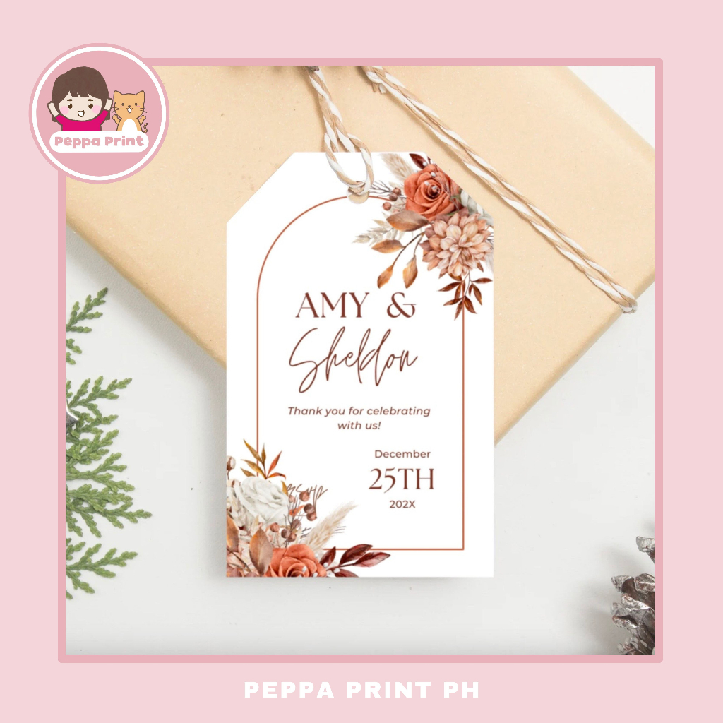 Rustic Design Gift Tag for Wedding Baptism Christening Birthday Debut ...