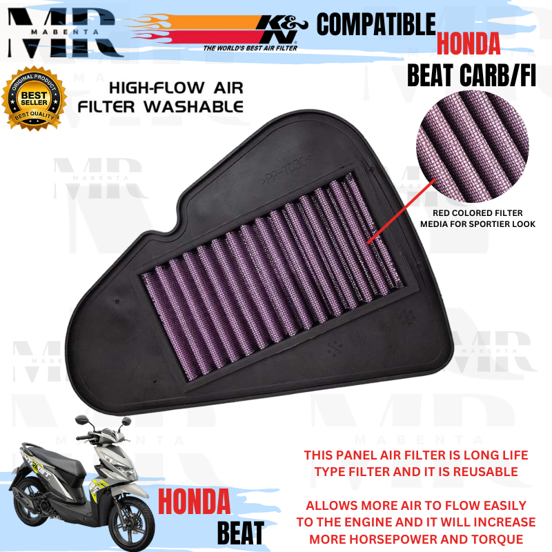 MOTORCYCLE WASHABLE HIGH AIR/FLOW AIR FILTER RACING PERFORMANCE FOR ...