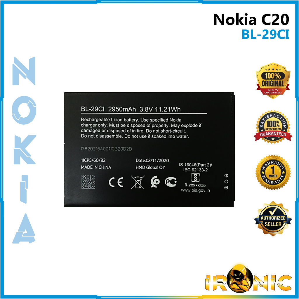 Nokia C20 Battery Model BL-29C1 Original Equipment Manufacturer ...