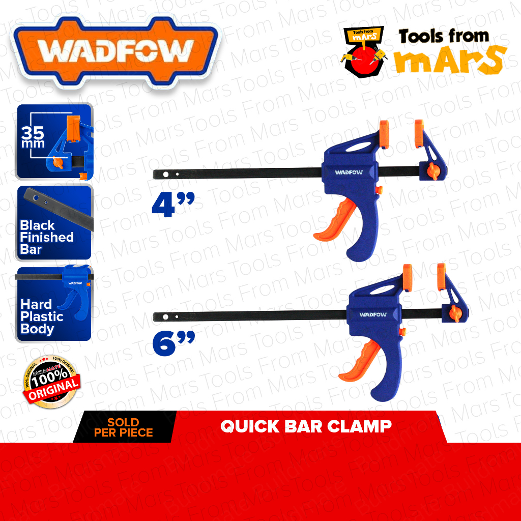 WADFOW Quick Bar Clamp 4" Inch | 6" Inch 35MM Spreader Wood Clamp Gear ...
