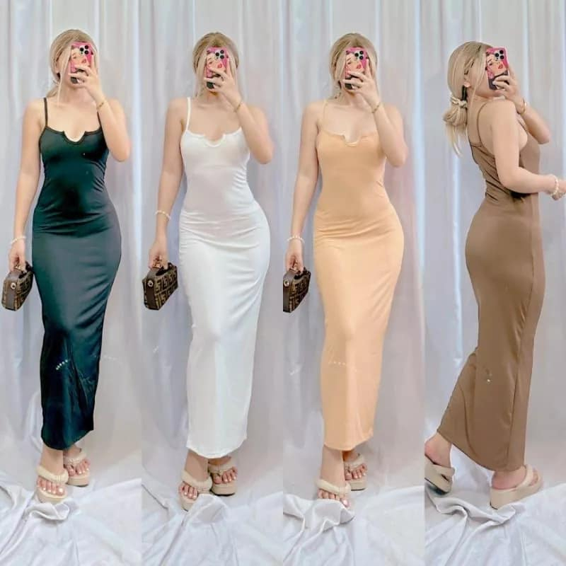 Mariah Spaghetti Bodycon Long Dress New Collection | Shopee Philippines