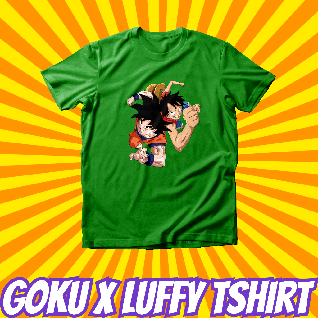 Zyrix Custom Prints Goku x Luffy Tshirt | Shopee Philippines