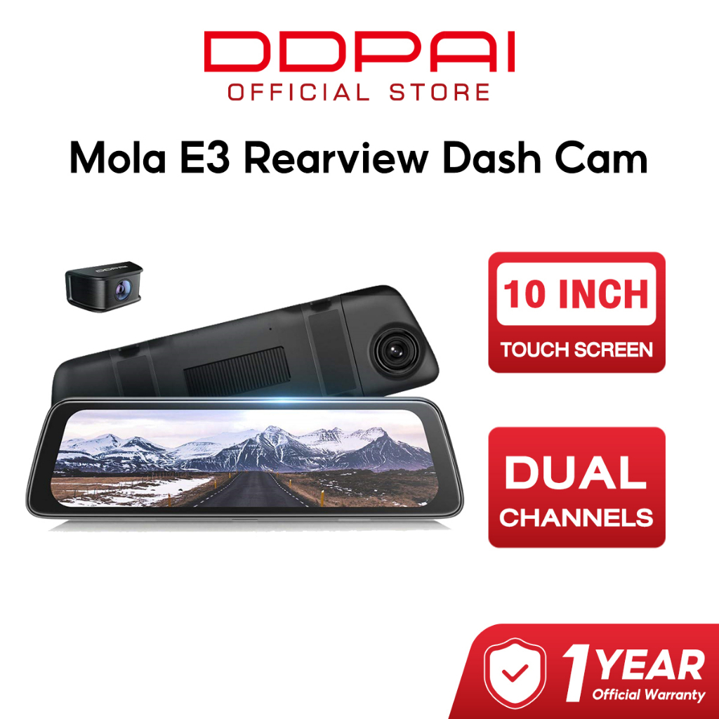 DDPai Mola E3 Rearview Dash Cam 1440p 2K 10 Inch Touch Screen Night ...