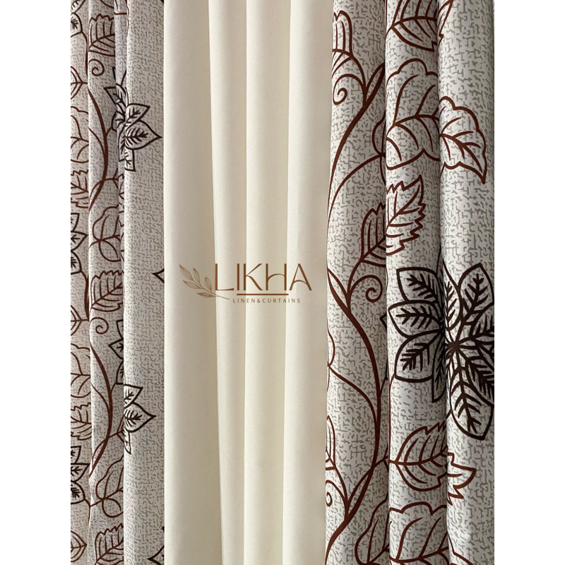 LIKHA - 3in1 Elegant Aderiza Ring Curtains Brown/Gray (6ft/7ft) - sold per piece/set | Shopee ...