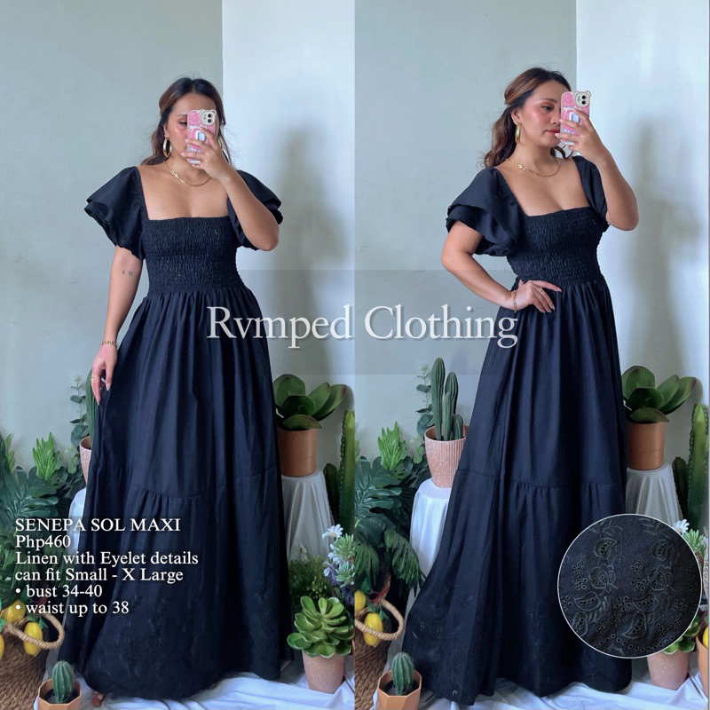 RVMPED Sol Printed Senepa Maxi Dress details on end skirt Full Smocking ...