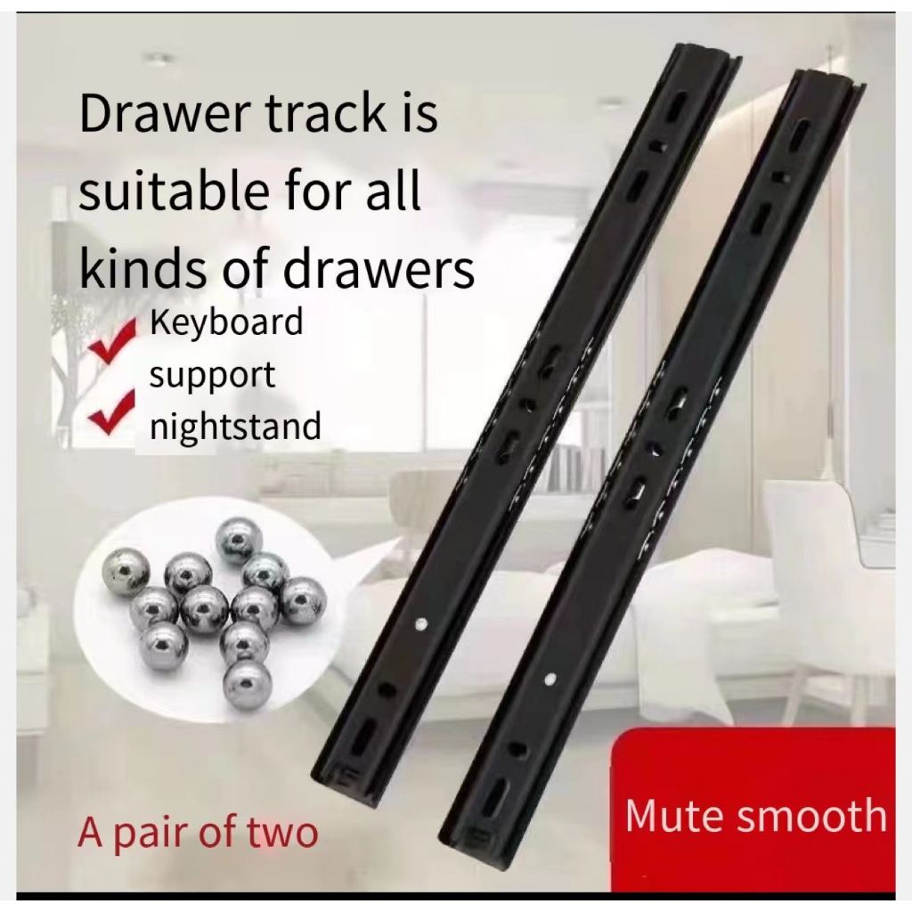 1pc Drawer Guide Ball Bearing Heavy Duty Steel Drawer Slide Guide ...