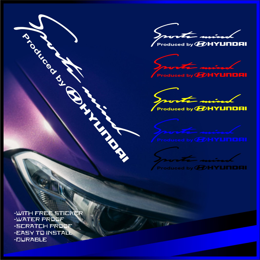SPORTS MIND HYUNDAI CUT-OUT FOR CAR HOOD STICKER DECALS | Shopee ...