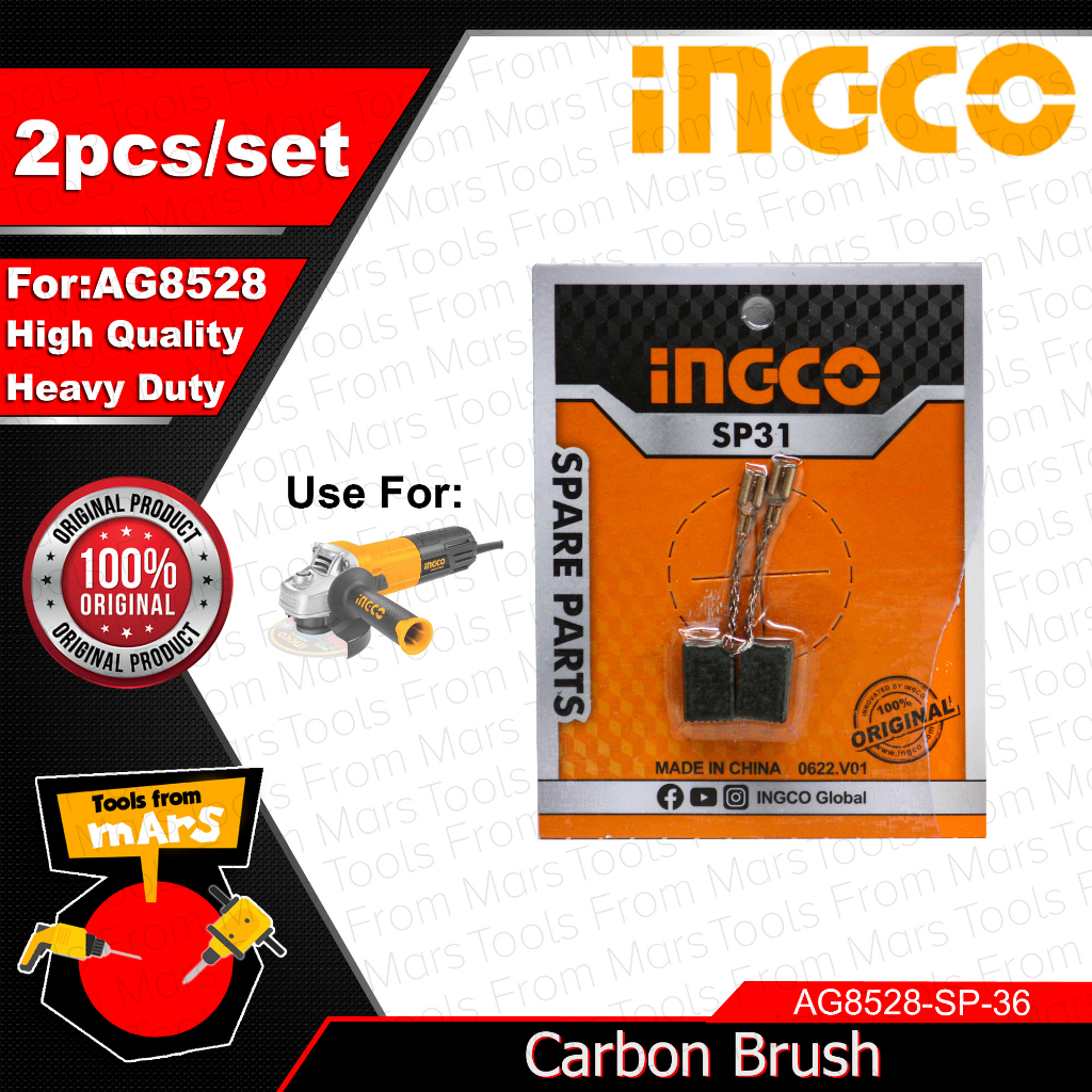 INGCO 2PCS/SET Carbon Brush for Angle Grinder Replacement Part Carbon ...