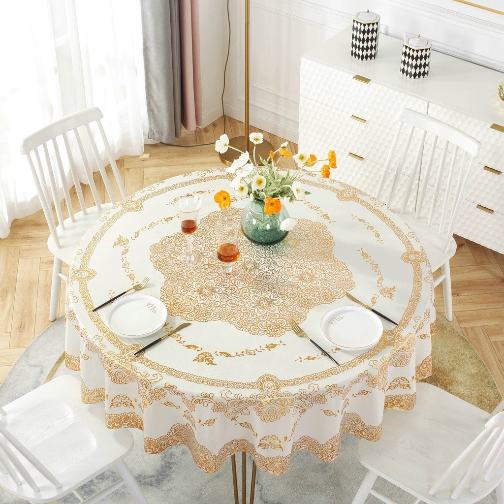 4/6/8/10 Seaters Round Table cloth Household Table Mat Waterproof PCV ...