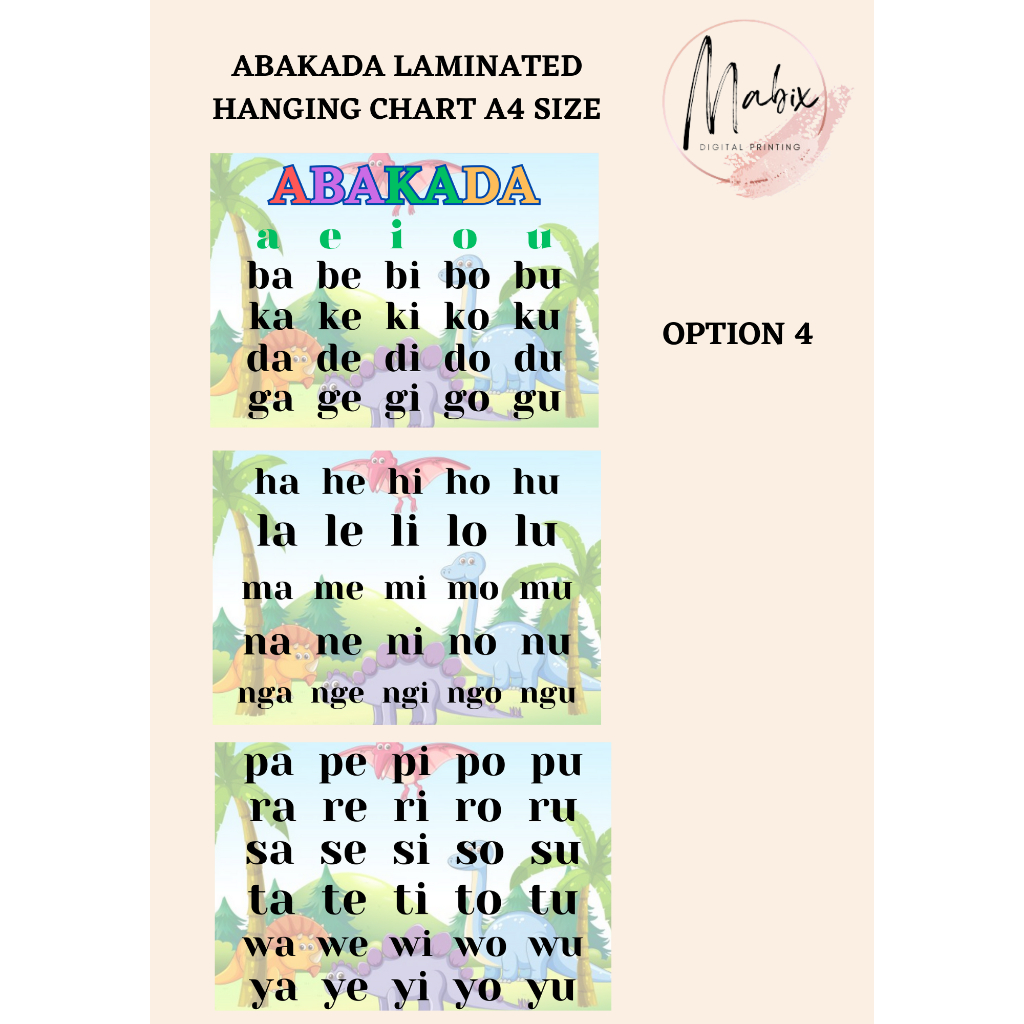 ABAKADA LAMINATED HANGING CHART (A4size) | Shopee Philippines
