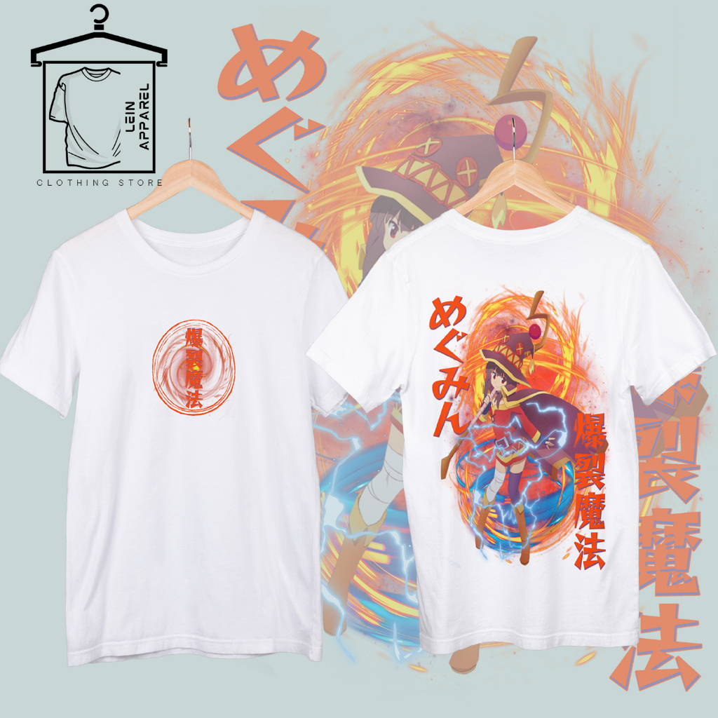 [070]Konosuba Megumin Front and Back Design Anime/Manga White T-Shirt ...