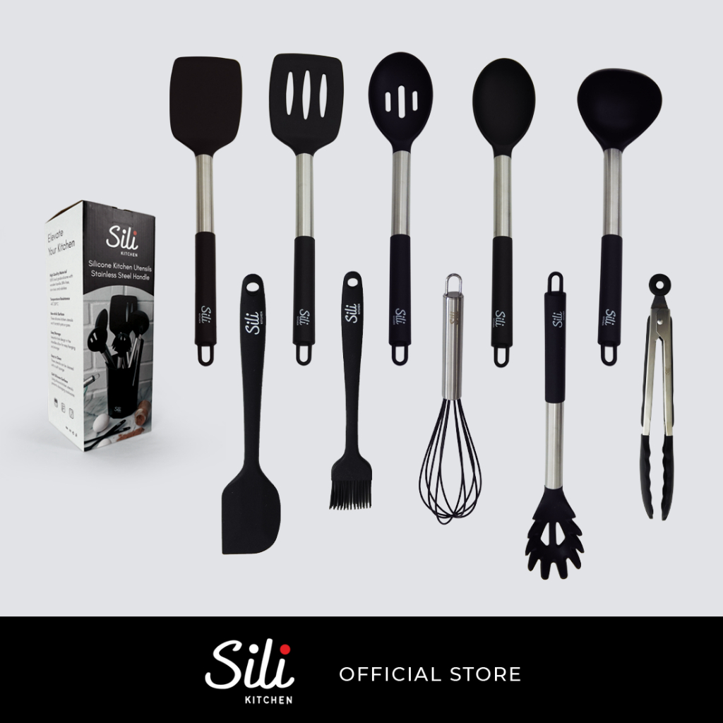 SILI Silicone Stainless Steel Kitchen Utensils | Shopee Philippines