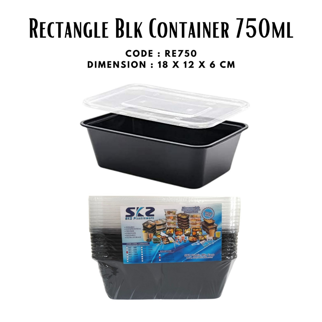 RECTANGLE BLK CONTAINER 750 ML | Shopee Philippines